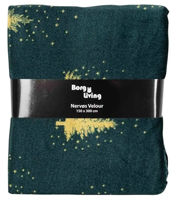 Juledug • Grøn velour dug med træer • Pakke á 3 meter